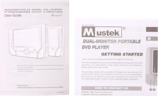 Mustek PD77B Dual Unit 7" Portable DVD Player - Newegg.com