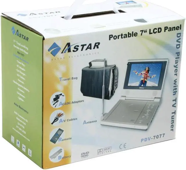 ASTAR PDV-7077 Portable DVD Player with TV Tuner and 7" Screen - Newegg.com