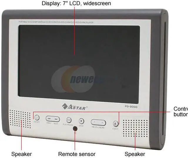 ASTAR PD-2000 7" TFT/LCD Slot-In Portable DVD Player - Newegg.com