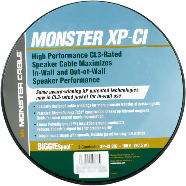 Monster Cable Model XP-CI BIG-100 100 feet CL Rated Clear Jacket ...
