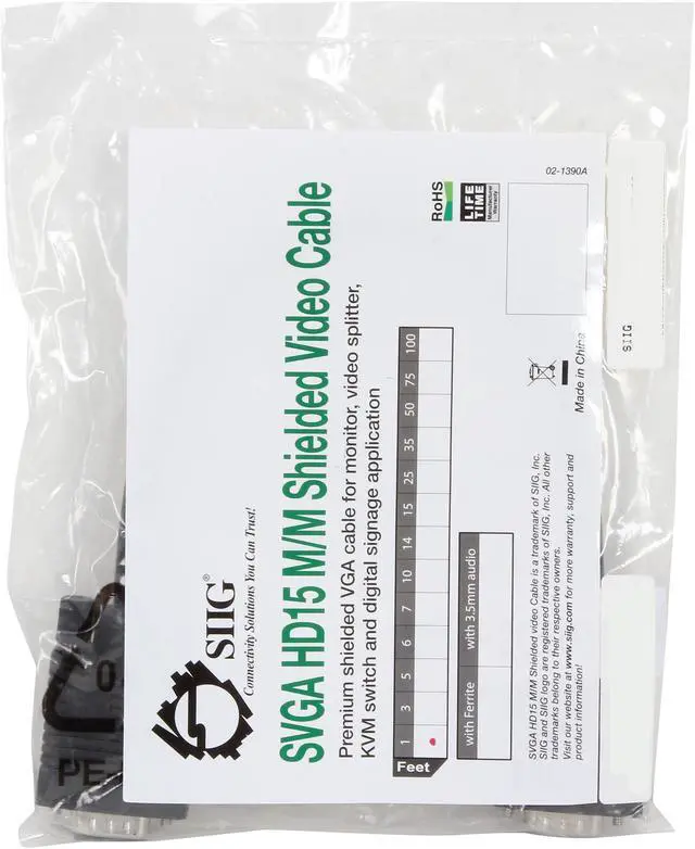SIIG CB-VG0911-S1 1 ft. SVGA HD15 M/M Shielded Video Cable - Newegg.com