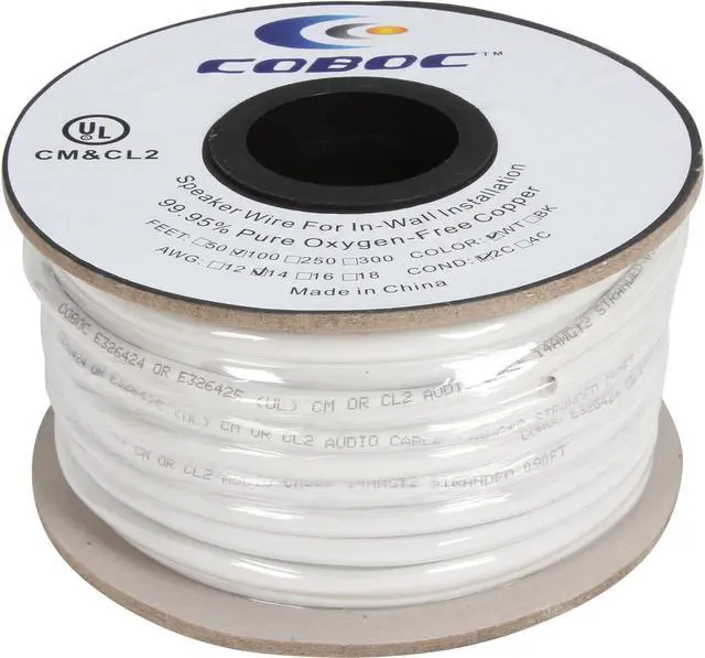 Coboc Model SPW-CL2-2C14-100-WH 100 ft. 2-Conductor CL2 Rated(In-Wall ...