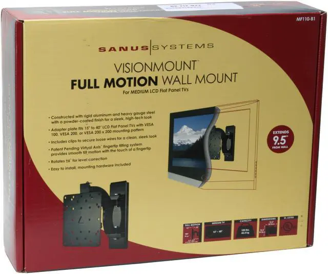 Open Box: SANUS SYSTEMS VisionMount Series MF110-B1 Black 15" - 40 ...