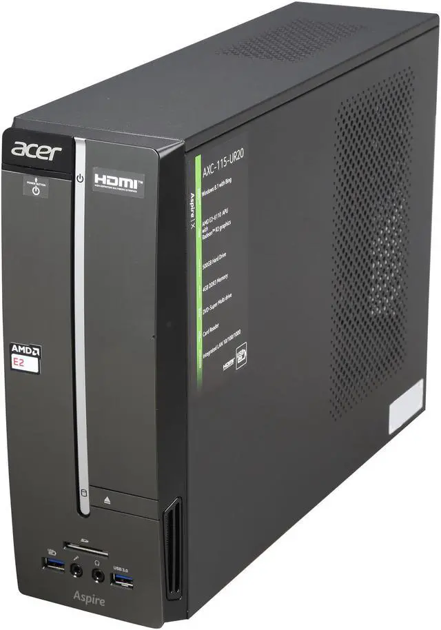 Refurbished: Acer Aspire AXC-115-UR20 Desktop PC with AMD E2-6110 Quad ...