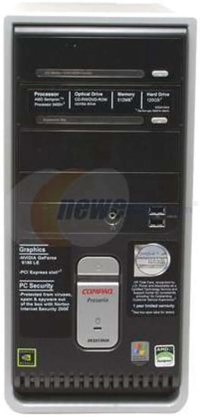 COMPAQ Desktop PC Presario SR2010NX(RE467AA) 3400+ 512MB DDR2 120GB HDD ...