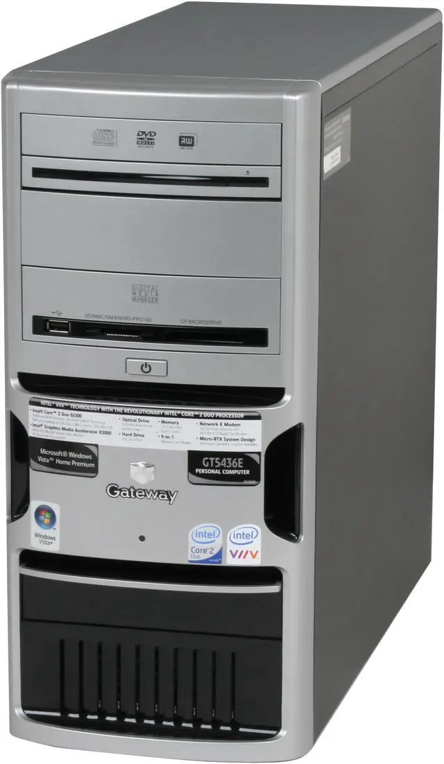 Refurbished: Gateway Desktop PC GT5436E - RA Intel Core 2 Duo E6300 1GB ...