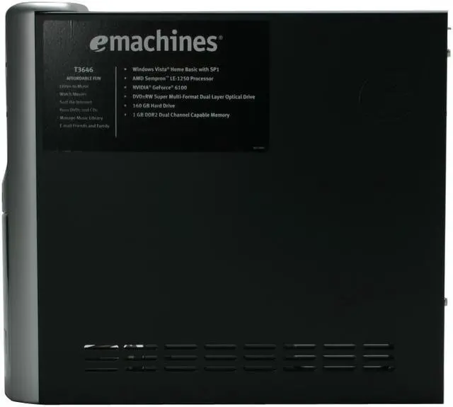 eMachines Desktop PC T3646 AMD Sempron LE-1250 1GB DDR2 160GB HDD ...