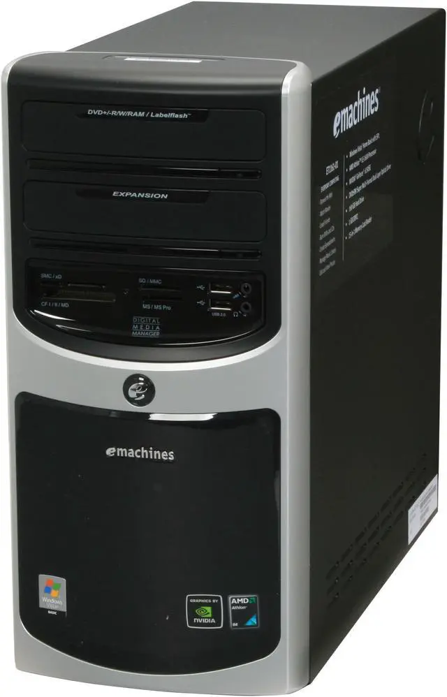 eMachines Desktop PC ET1161-01 AMD Athlon 64 LE-1600 1GB DDR2 160GB HDD ...