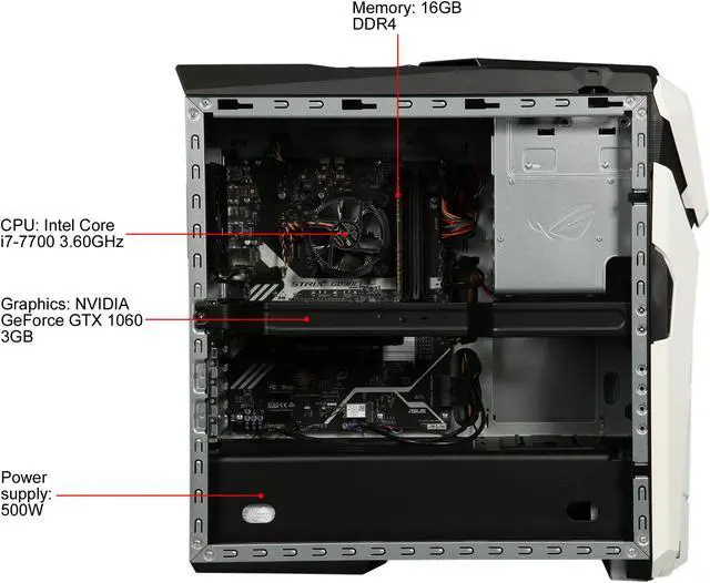 ASUS ROG STRIX GD30CI ATX Gaming Desktop, Intel Core i7-7700 Processor ...