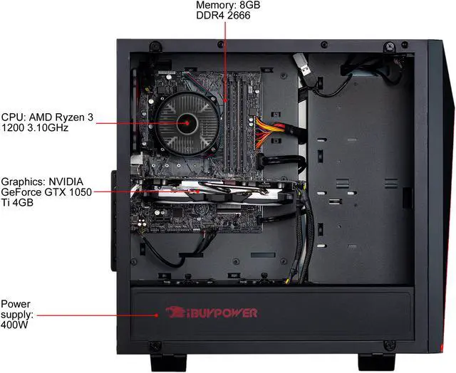 iBUYPOWER Gaming Desktop Mainstream Arc 060A AMD Ryzen 3 1200 8GB DDR4 ...