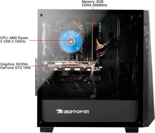 iBUYPOWER Gaming Desktop 099A AMD Ryzen 3 1200 8GB DDR4 240GB SSD ...