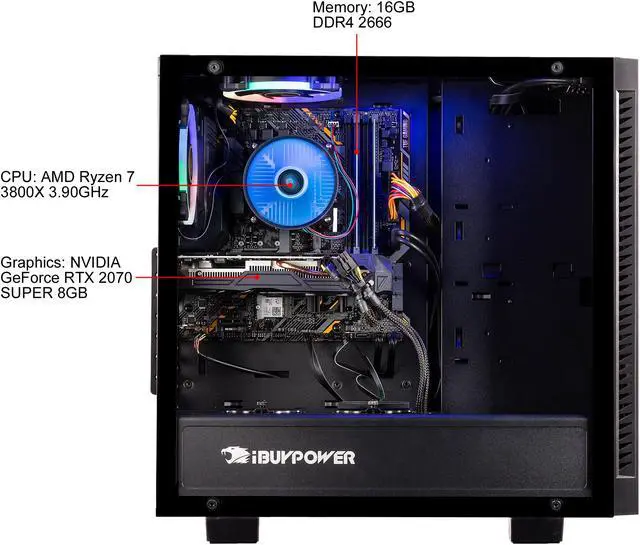 iBUYPOWER Gaming Desktop S2P38XSA AMD Ryzen 7 3800X 16GB DDR4 2TB HDD ...