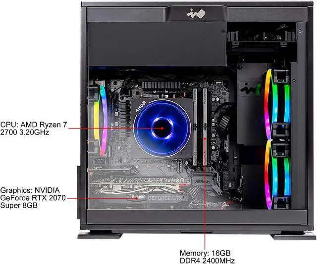 SkyTech Legacy Mini - Gaming Computer PC Desktop - Ryzen 7 2700 8-Core ...