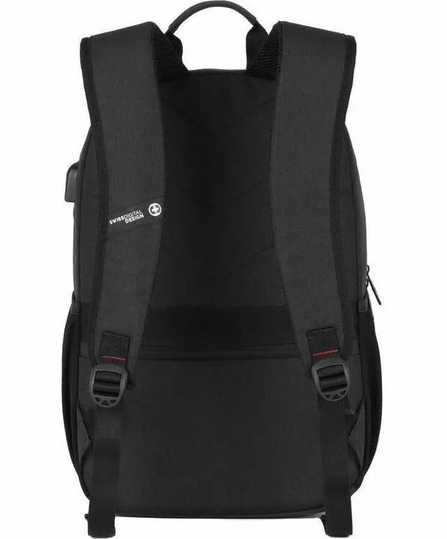 Swissdigital ARBON Black Backpack - Sleek, Durable Bag with USB ...