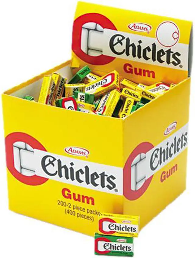 Chiclets 10849 Chewing Gum, Peppermint or Spearmint, 2 Pieces/Pack, 200 ...