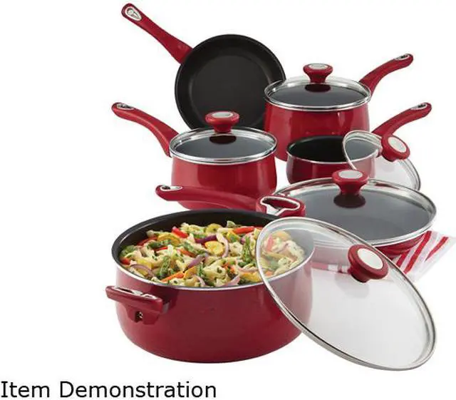 Farberware Aluminum Nonstick 14-Piece Cookware Set, Red - Newegg.com