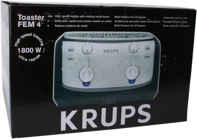 KRUPS FEM4B Black & Metal 4-slice Toaster - Newegg.com
