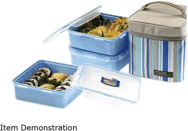 Lock&Lock HPL823RB Square Lunch Box 3-Piece Set W/Blue Bag - Newegg.com