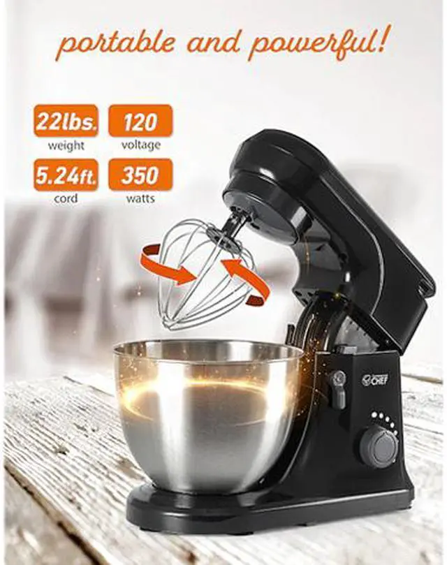 Commercial Chef CHSM53MB Electric Stand Mixer 4.7 Quart, 7 Speed ...