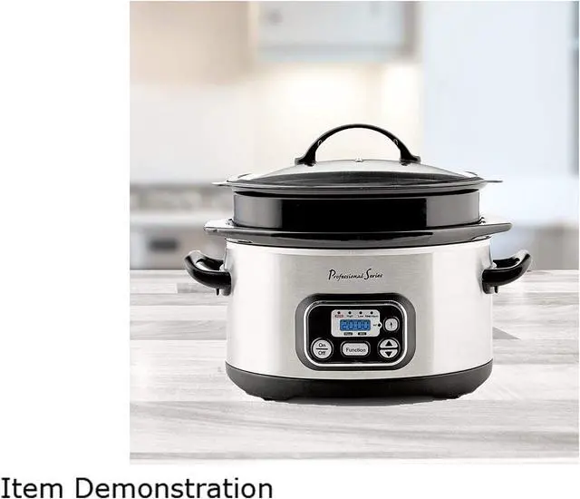 Continental Electric 4-6 Quart Expandable Slow Cooker, Stainless Steel ...