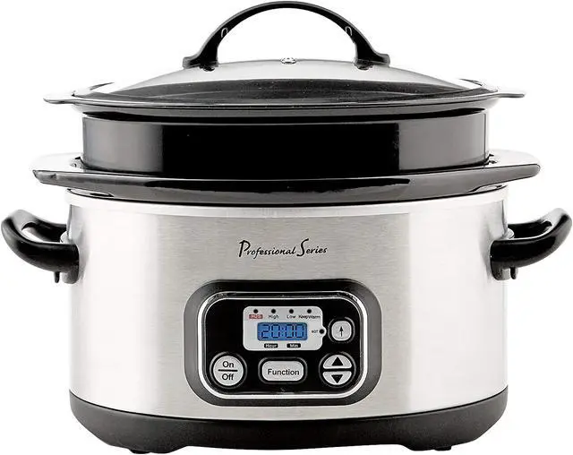Continental Electric 4-6 Quart Expandable Slow Cooker, Stainless Steel ...