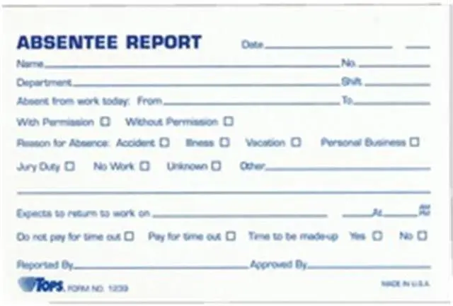 Tops Absentee Report Form - Newegg.com