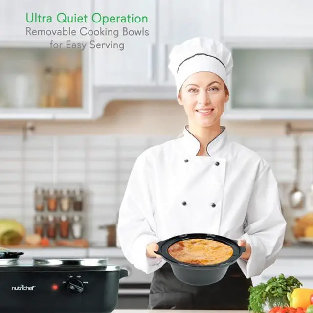 NutriChef PKBFWM26 Dual Pot Electric Slow Cooker Food Warmer / Buffet ...
