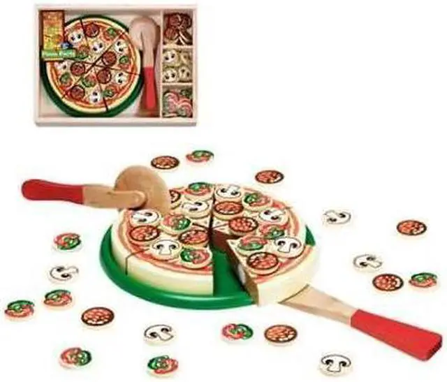 Melissa Doug Wooden Pizza Play Food Set With 36 Toppings Pretend Food ...