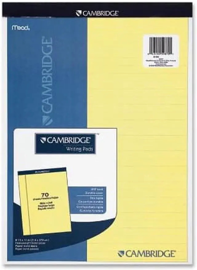 Mead Cambridge Stiff-Back Pad Canary 8.5x11 70 Sht 59870 Pack Of 12 ...