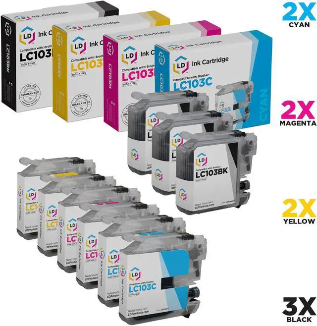 LD Compatible Ink Cartridge Replacement for Brother LC103 High Yield (3 ...