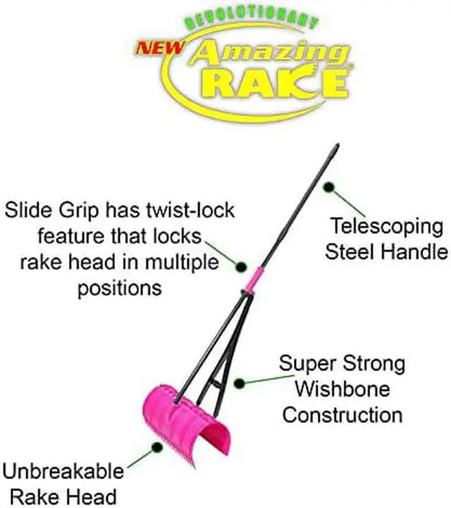 Amazing Rake Lightweight 3-in-1 Ergonomic 17" Outdoor Lawn Grabber Rake ...