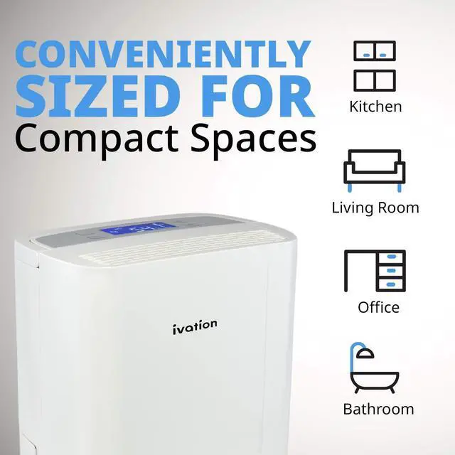Ivation 14.7 Pint Compressor Dehumidifier Small and Compact with ...