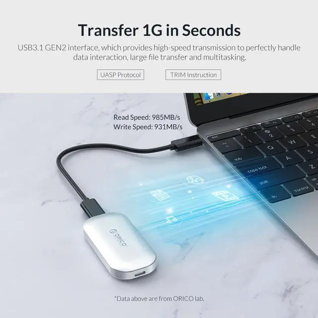 ORICO 250GB Mini Portable NVMe SSD External Solid State Drive with 3D ...