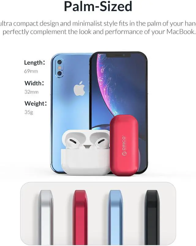 ORICO 250GB Mini Portable NVMe SSD External Solid State Drive with 3D ...