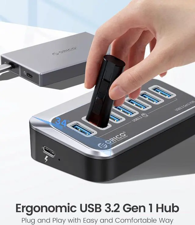 ORICO 7 Ports USB HUB 10Gbps USB 3.2 Gen 2 Hub with 3.28Ft USB-A to USB ...