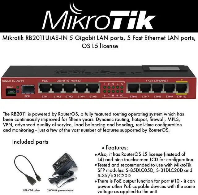 MikroTik - RB2011UIAS-IN - RouterBOARD 2011UiAS-IN with Atheros 74K ...