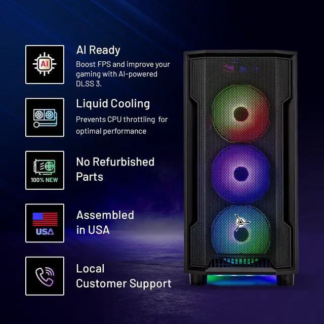 Skytech Shadow Gaming PC, Intel i7 13700F 2.1 GHz, RTX 4060 Ti, 1TB ...
