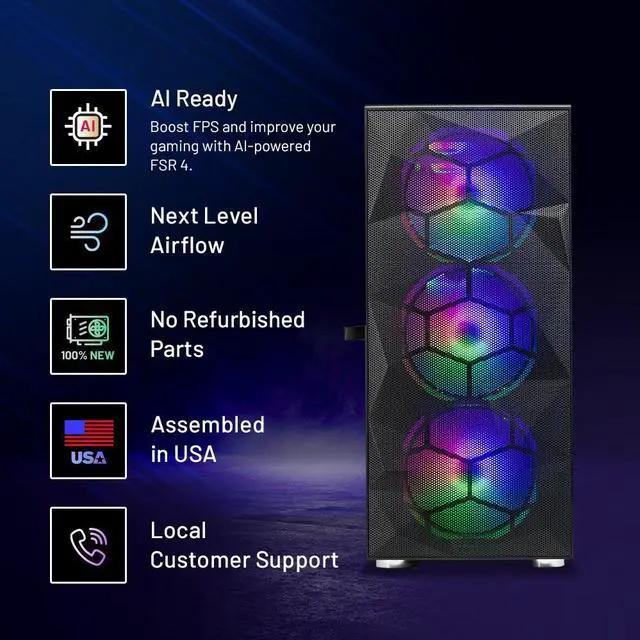 Skytech Gaming Storm Desktop PC, Ryzen 7 7700 3.8 GHz (5.3GHz), AMD RX ...