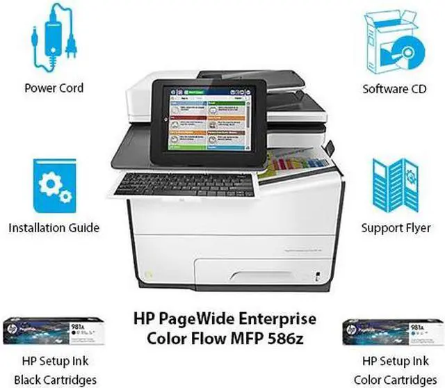 HP PageWide Enterprise Color Flow MFP 586z (G1W41A#201) Printer ...
