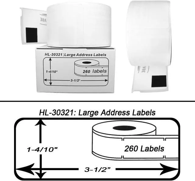 DYMO-Compatible 30321 Large Address Labels (1.4" x 3.5") -- BPA Free ...