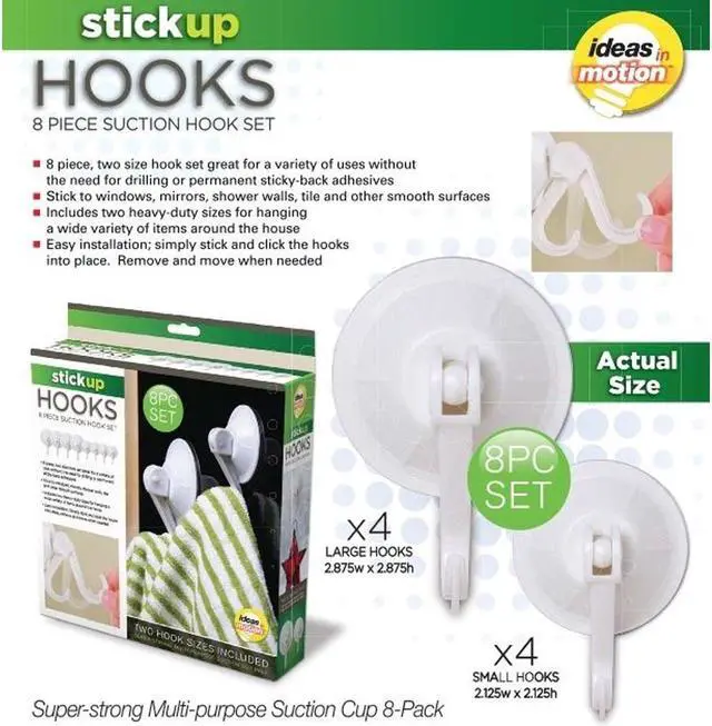 Ideas in Motion 8 Piece Stick Up Suction Hook Set - Newegg.com