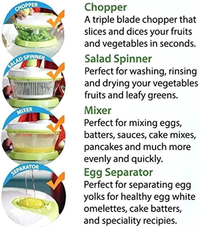 10-Second Chopper and Salsa Maker - Effortless Chopping - Set of 2 ...