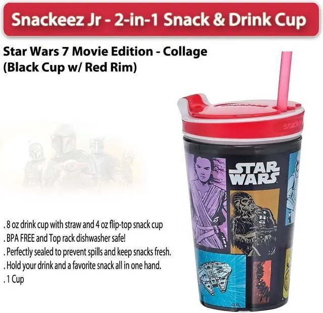 Snackeez Jr. 2-in-1 Snack & Drink Cup - (Black with Red Rim) - Newegg.com