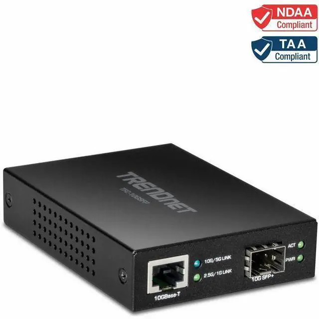 TRENDnet 10GBASE-T to SFP+ Fiber Media Converter, TFC-10GSFP, 1 x 10G ...