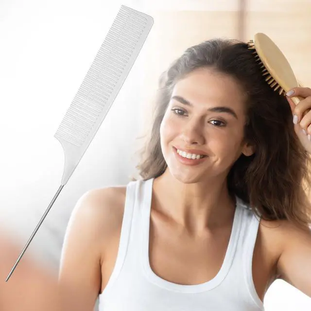 4 Pcs Tail Comb for Home Use, Styling Comb, Steel Handle Hair Combs ...