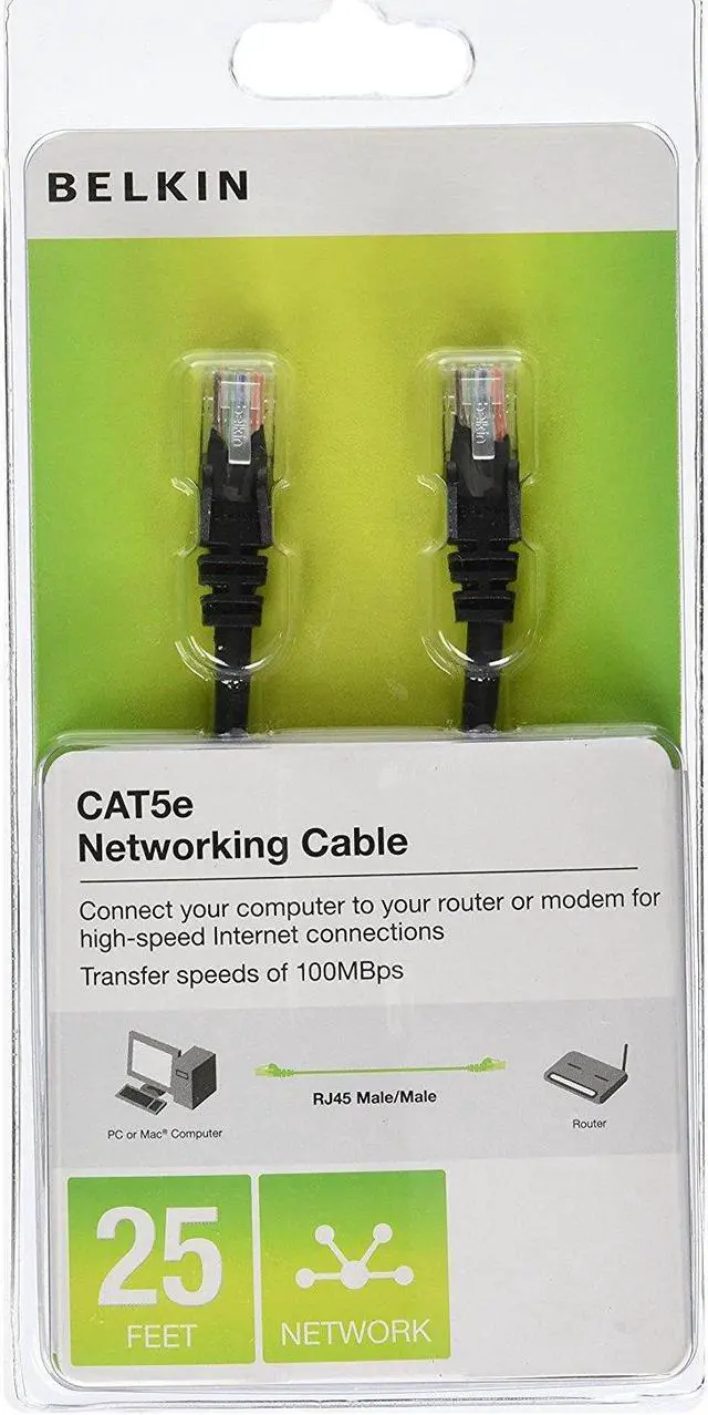 Belkin PCF5-25BKS-SN 25 ft. FastCat Cat.5e Patch Cable - Newegg.com