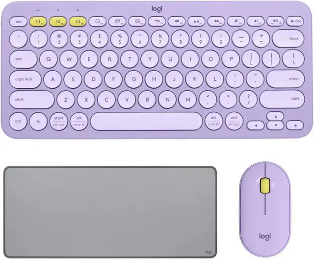 Logitech Pebble M350 Wireless Mouse with Keyboard (Lemonade) and Desk ...