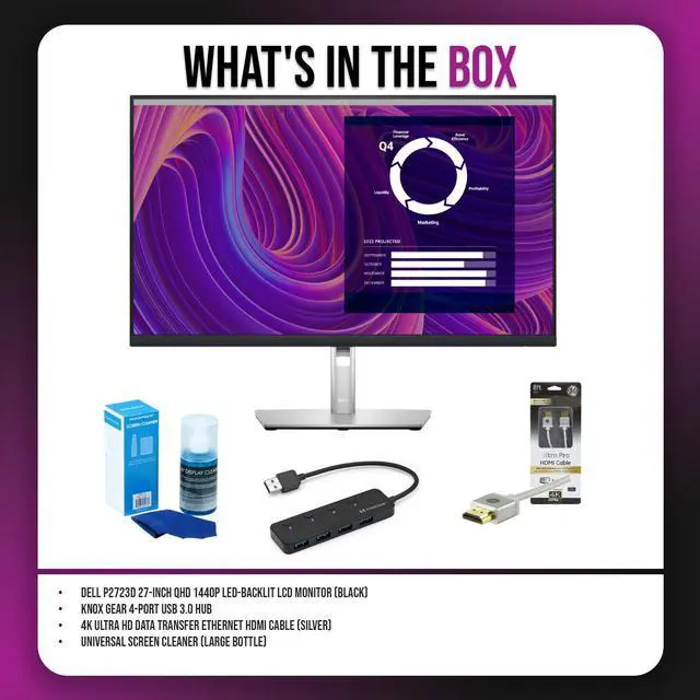 Dell P2723D 27 Inch QHD 1440p LED Backlit Black LCD Monitor Bundle ...