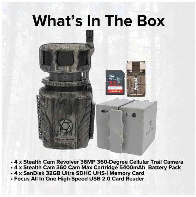 Stealth Cam Revolver 36MP 360-Degree Cellular Trail Camera (4-Pack ...