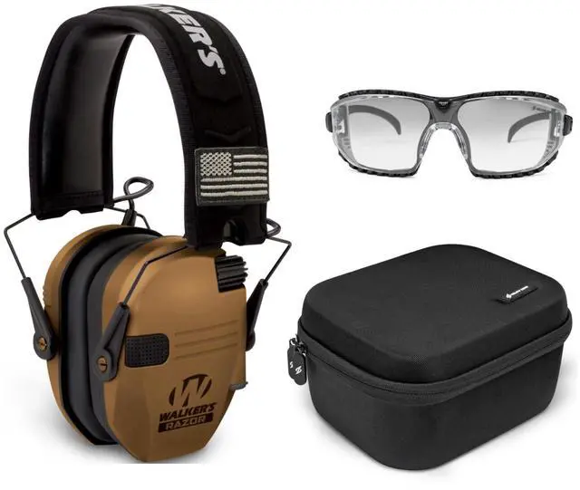 Walker's Razor Slim Electronic Muff (Battle Brown) Bundle with Hearing ...